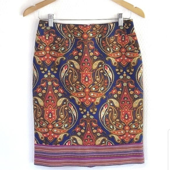 Merona | Skirts | Pencil Skirt Midi Merona Stretch Paisley Skirt | Poshmark